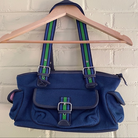 The Sak | Bags | The Sak Blue Knit Shoulder Bag Purse W Stripes | Poshmark